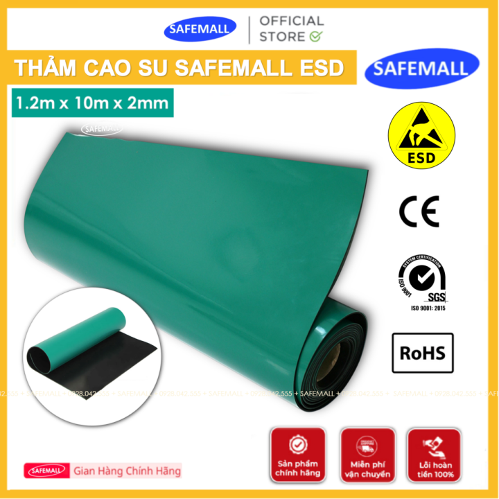 Thảm cao su chống tĩnh điện phòng sạch (ESD Rubber Mat) 1mx10mx2mm và 1 ...