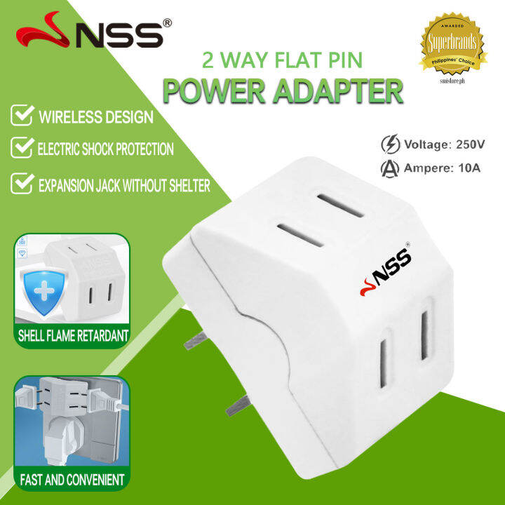 Nss 2 Way Flat Pin Power Adapter Extension Adapter Socket Outlet NS-002 ...