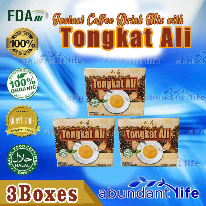 3 Box Ms. G TONGKAT ALI Instant Coffee Drink Mix 10sachet 100% ...