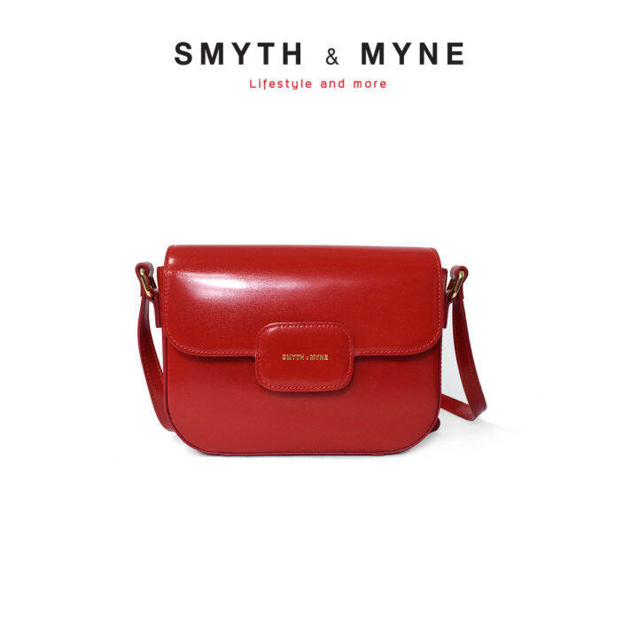 SMYTH & MYNE กระเป๋าสะพายข้างหนังเงาทรงเหลี่ยม รุ่น KYLEY - สี Red ...