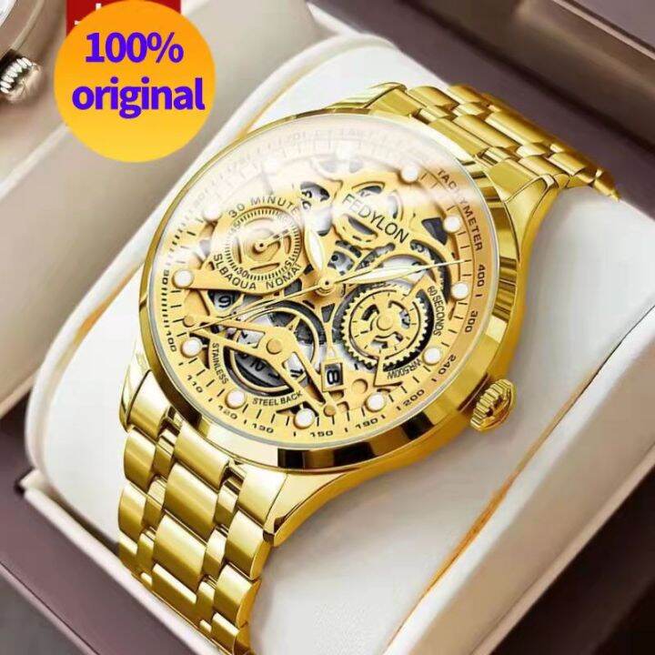 Swiss watch 100% original fashion luxury gold waterproof quartz ...