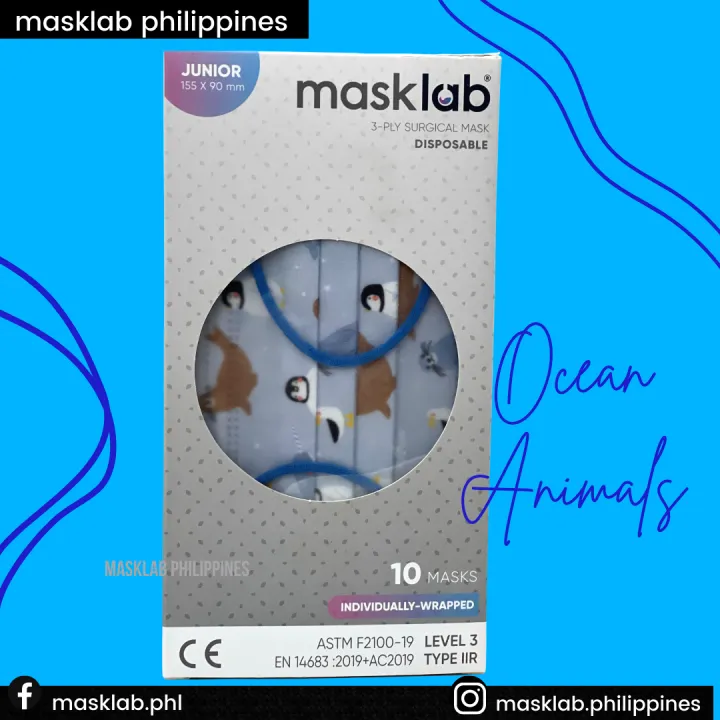 masklab KIDS : OCEAN ANIMALS SIZE : CHILD / JUNIOR 3PLY CHILDREN MASK ( BOX OF 10PCS ...