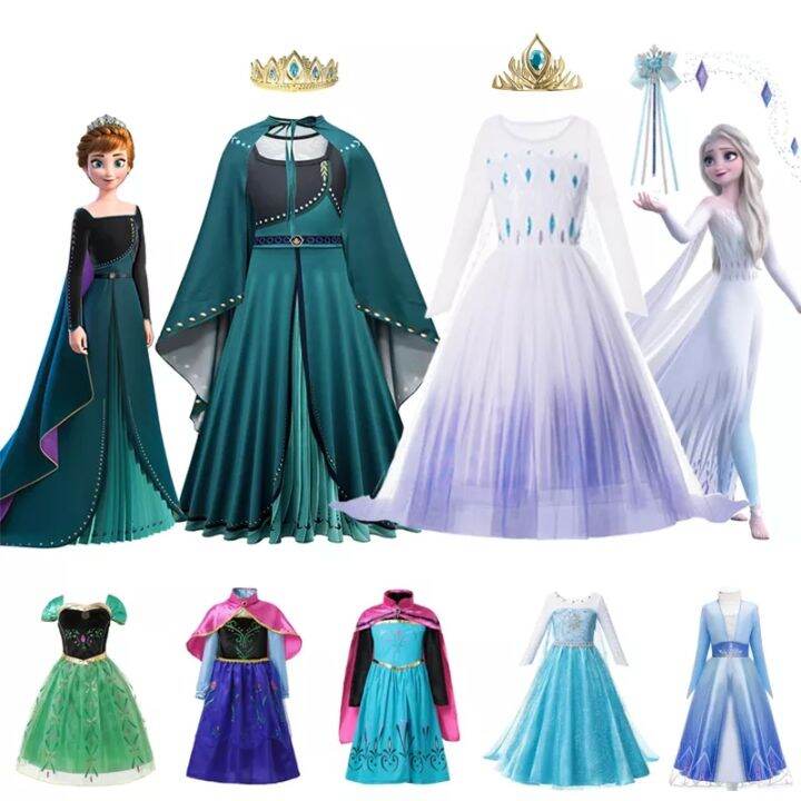 H Disney Frozen Costume Princess Dress for Girls White Sequined Mesh ...