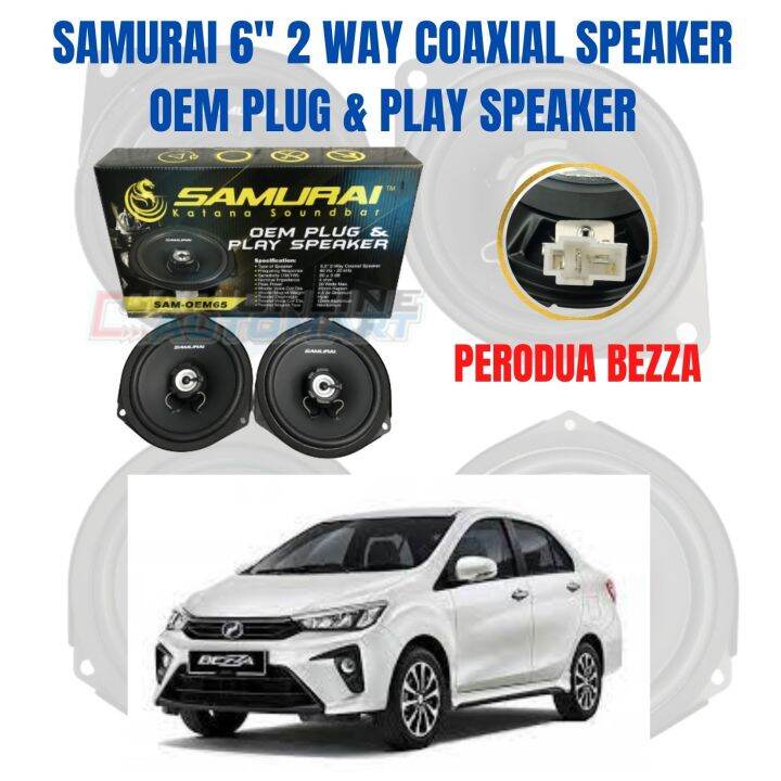 100% ORIGINAL FOR PERODUA BEZZA OEM Plug and Play SAMURAI 6INCH 2 Way ...