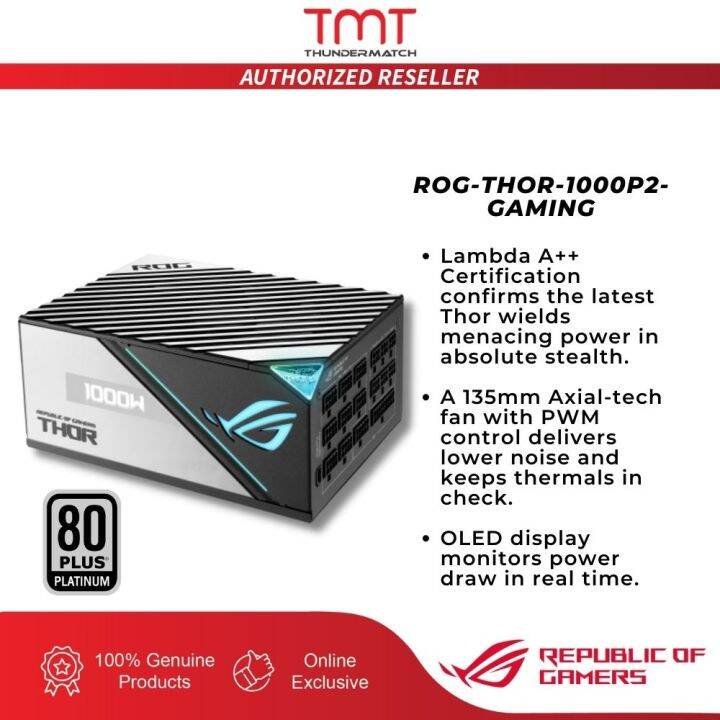 TMT Asus ROG THOR 1000W OLED Display 80PLUS PLATINUM II Full-Modular ...
