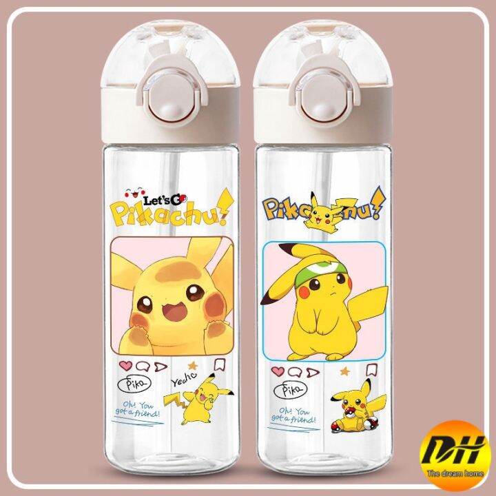 pikachu Water Bottle Cartoon Cute Straw Cup Primary School Students ...