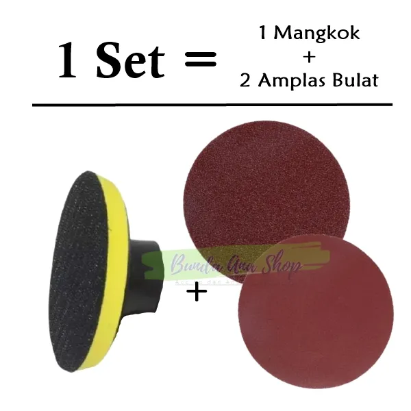 1 Set - 1 Mangkok amplas + 2 amplas bulat tatakan amplas mesin grinda ...