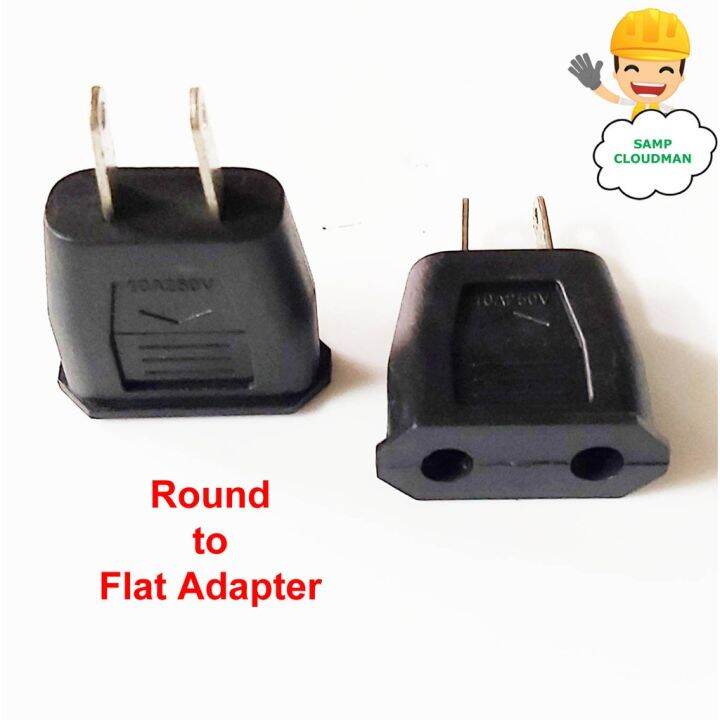 ♧Regular Round To Flat Adaptor Plug 10A 250V Black Adapter Converter ...