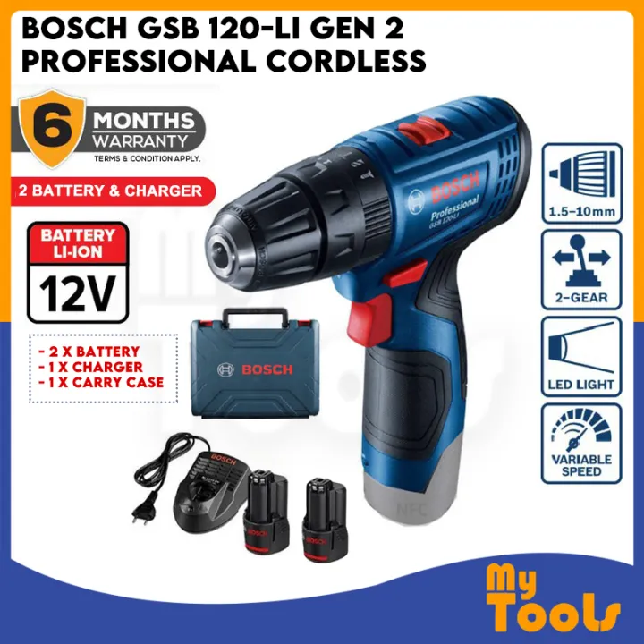Mytools BOSCH GSB 120-Li (12V) 2.0Ah {GEN 2} CORDLESS **IMPACT** DRILL ...