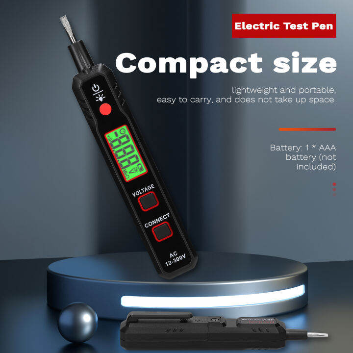 LCD Display Electric Test Pen AC12-300V Voltage Tester Live/Zero Wire ...