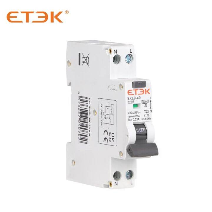 Etek Ekl9-40 Residual Circuit Breaker With Over And Short Current Leakage Rcbo 6ka 1pn ...
