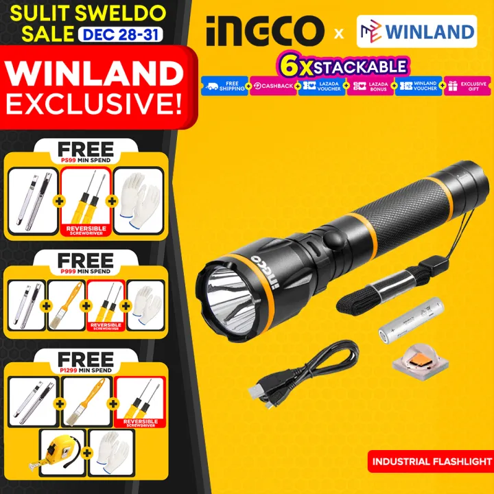 INGCO by Winland Industrial Flashlight Emergency Flash Light HCFL186503 ...