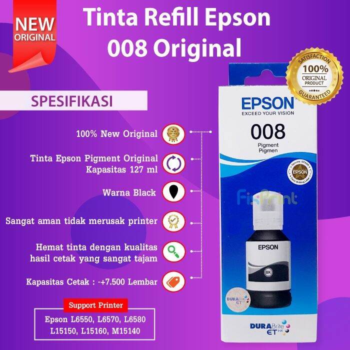 Tinta Original 008 Epson Ink Refill Printer Epson L6550 L6570 L6580 ...