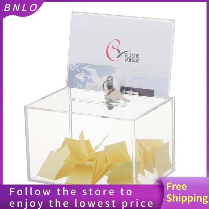 BNLO Transparent Donation Box Acrylic with Lock Ballot Box Clear Card ...