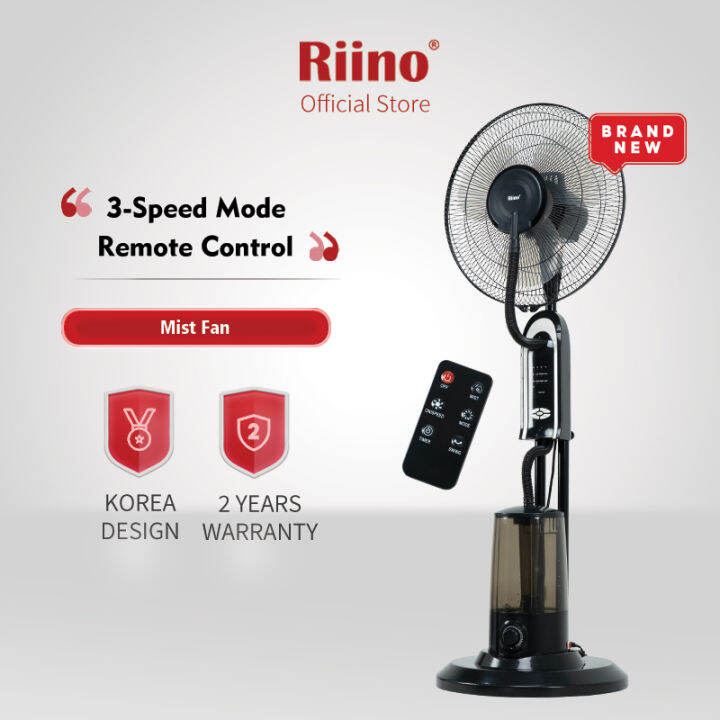 Riino Cooling Mist Fan Water Spray Humidifier Stand Fan with Remote ...
