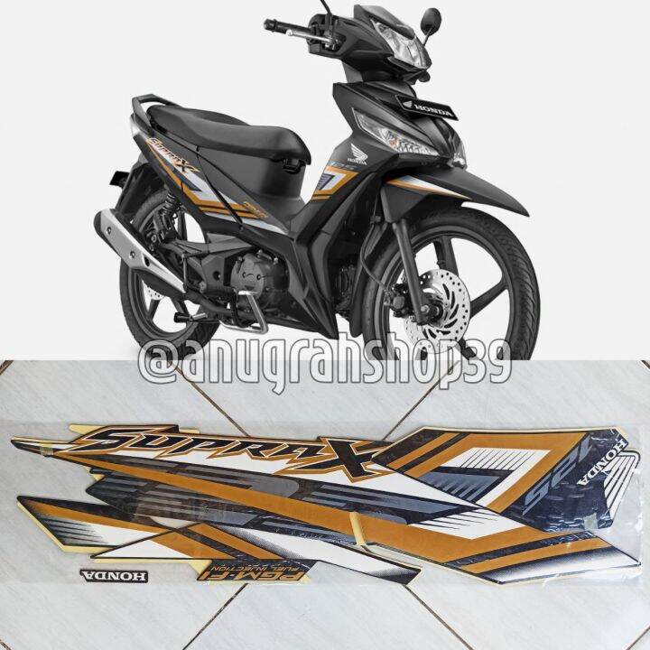 STIKER STRIPING HONDA SUPRA X 125 NEW 2022 HITAM GOLD, LIS STIKER BODY ...