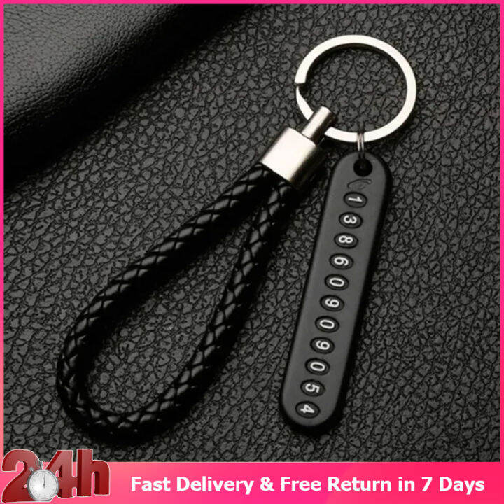 [Ready Stock+COD] Anti-lost Phone Number Key chain Plate Car Motorcycle ...