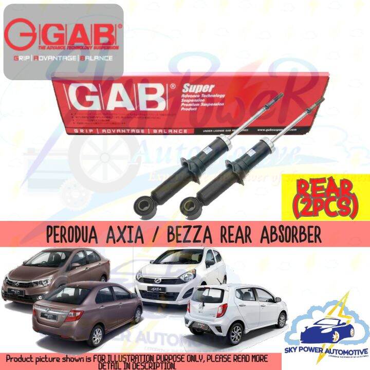 PERODUA AXIA / PERODUA BEZZA GAB SUPER GAS SHOCK ABSORBER (REAR 2PCS ...