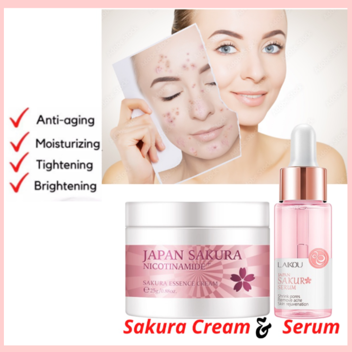 COMBO Sakura (Cream + Serum) Melasma and freckles remover Acne and Pimple Treatment Sakura ...