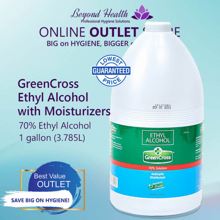 GreenCross 70% Ethyl Alcohol with Moisturizers 1 Gallon (3.785 L) Green ...