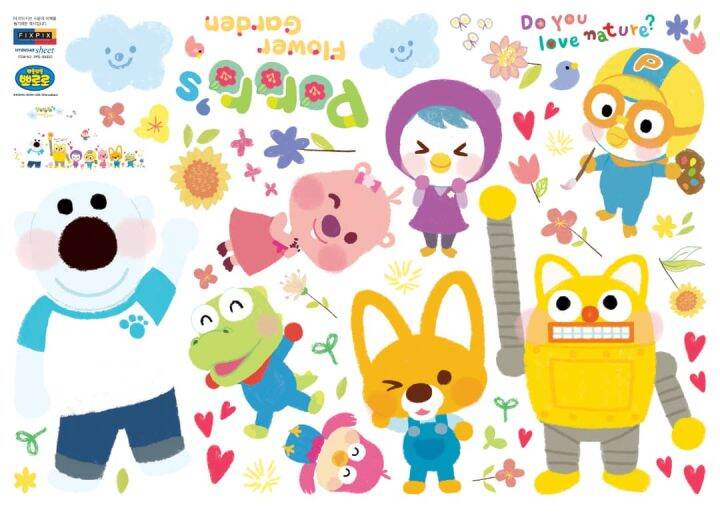 Pororo Hello Kitty Frozen Cartoon Characters Wall Sticker Self Adhesive ...
