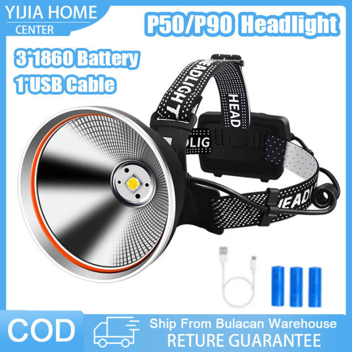 【Ready Stock】P50/P90 Headlight Cree LED White light Optional Use 3* ...