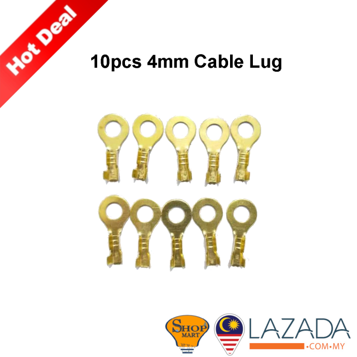 Car Open Cable Lug Wire Copper Connector Lug Speaker Pin 4mm Ring Wire ...