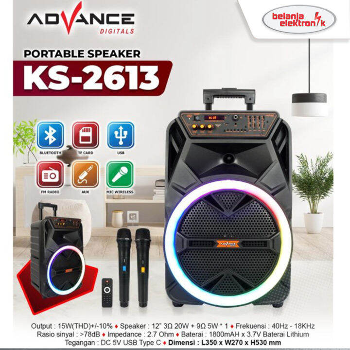 ADVANCE KS-2613 Speaker Meeting Portable Speaker Ampli Bluetooth 12 ...