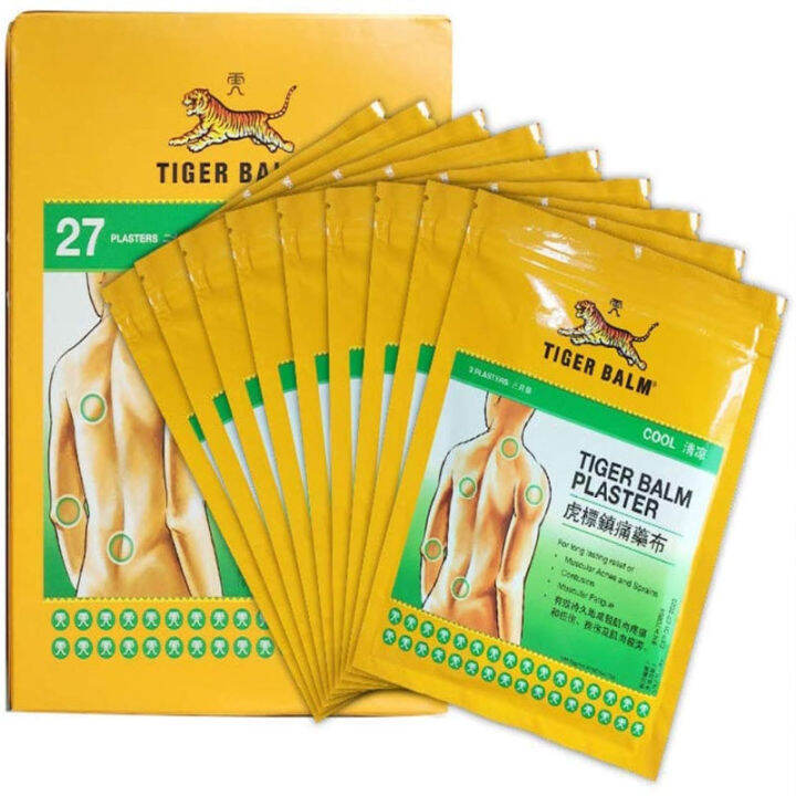 Tiger Balm Plaster Cool Medicated Pain Relief, 10 x 14 cm, 27 Sheets ...