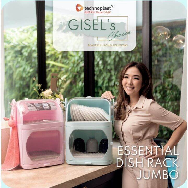 TECHNOPLAST Dish Rack Jumbo Essential/Rak Piring Elegant Tutup Arcylic ...