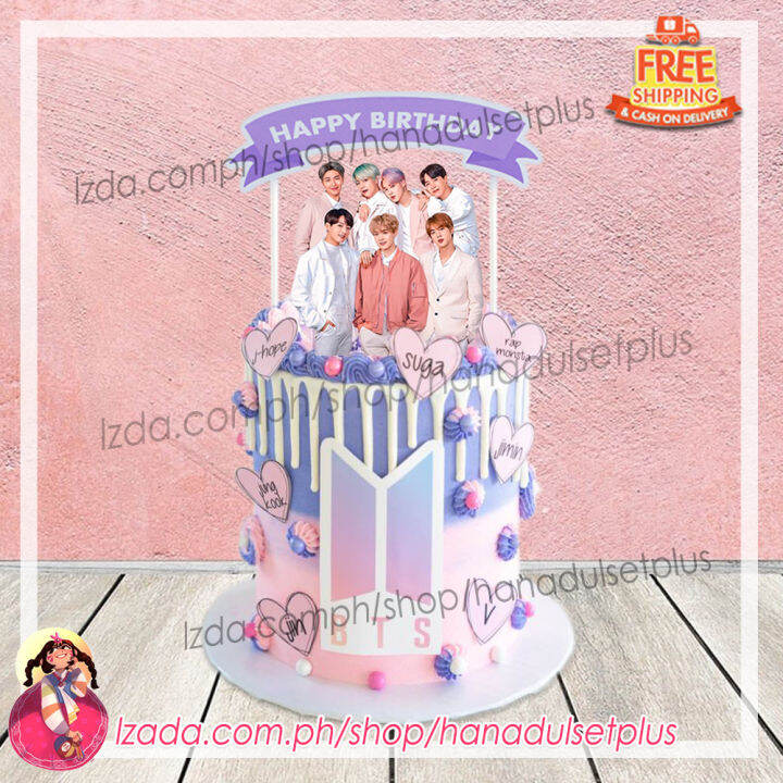 Bts Customized Cake Topper [set] Kpop happy birthday party favors cup ...