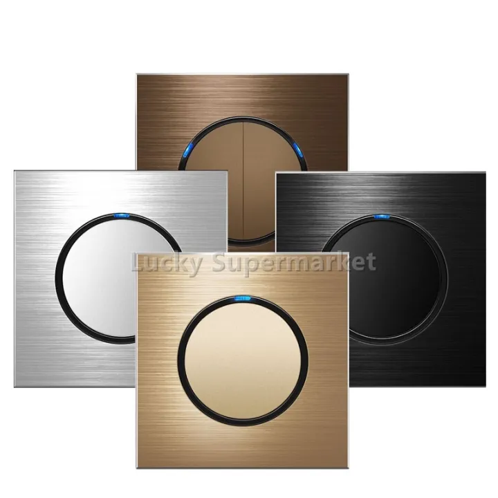 Daphneo 1 2 3 4 Gang 2 Way Aluminum Panel Random Click Push Button Wall ...
