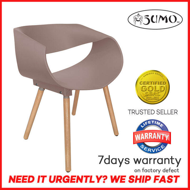 Sumo SC-187 BRW Designer Plastic Chair, PP Backrest, Wooden Legs (Brown ...