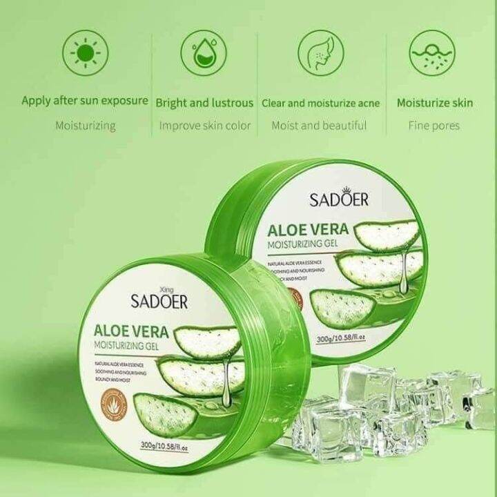 SADOER, ALOE VERA, MOISTURIZING GEL, NATURAL ALOE VERA ESSEENCE, SOOTHING AND NOURISHING BOUNCY ...