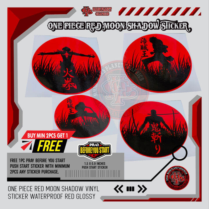 One Piece Luffy Zoro Sticker Red Moon Shadow Vinyl Car Motorcycle Sticker Decal Waterproof