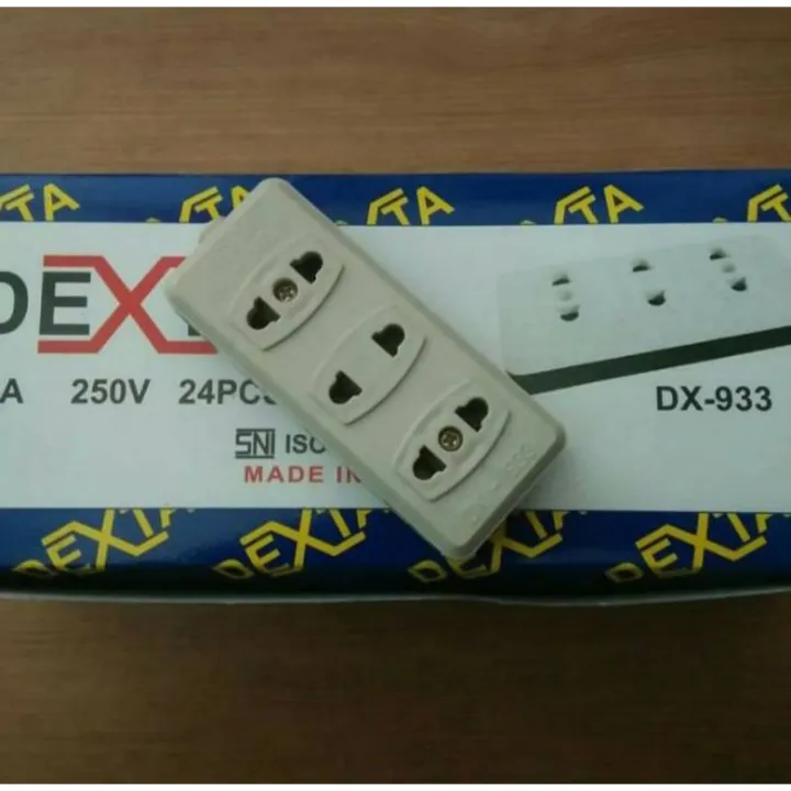DEXTA Terminal Stop Kontak Listrik Gepeng 3 Lubang Tipis DX-933 SNI ...