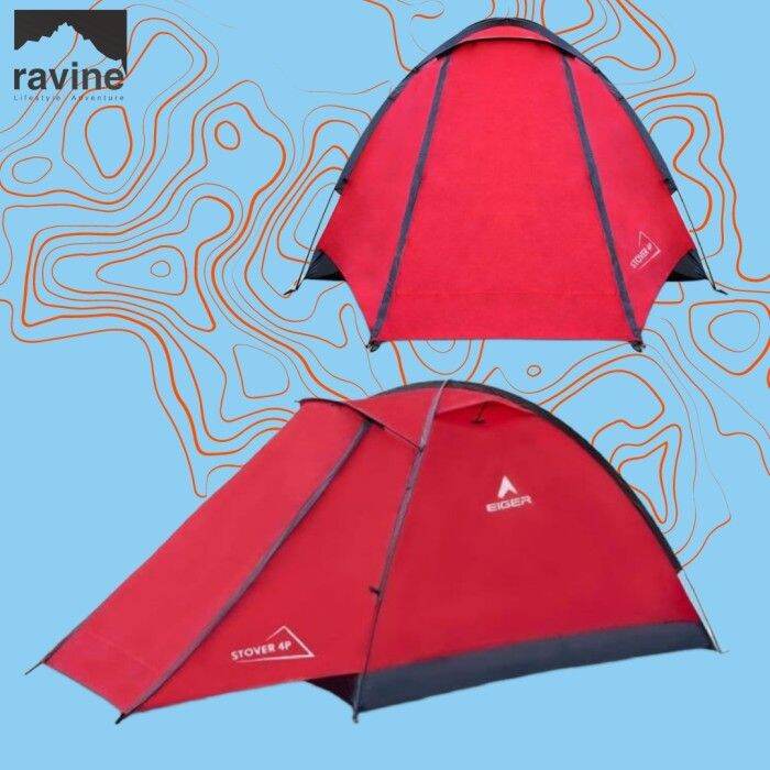 EIGER TENDA CAMPING STOVER 4P TENTS RED 4892001 | Lazada Indonesia