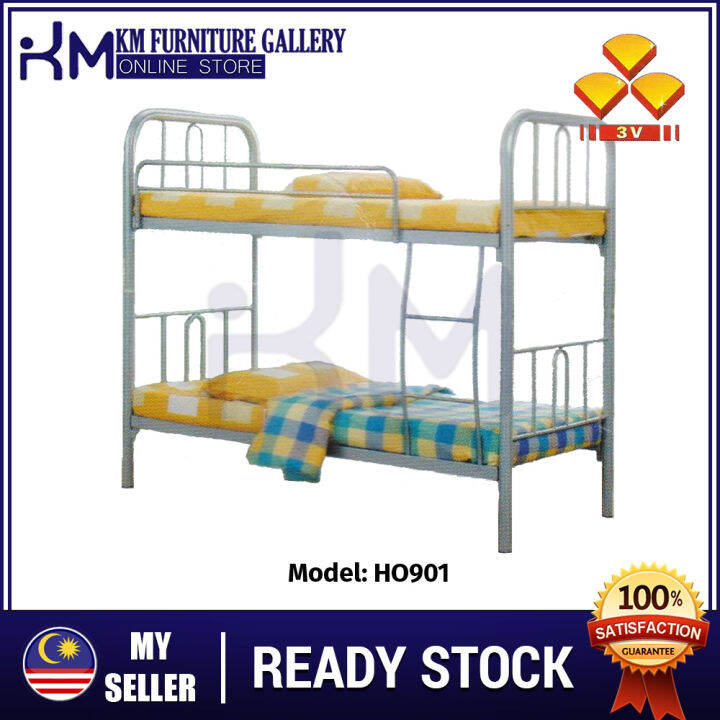 KM Furniture 3V Katil 2 Tingkat Besi HO901/ Single Double Decker Metal ...