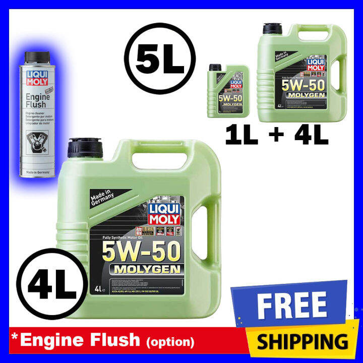 Liqui Moly Fully Synthetic Molygen 5W-50 Engine Oil (5W50 4L/1L+4L)+Oil Filter (Optional) | Lazada