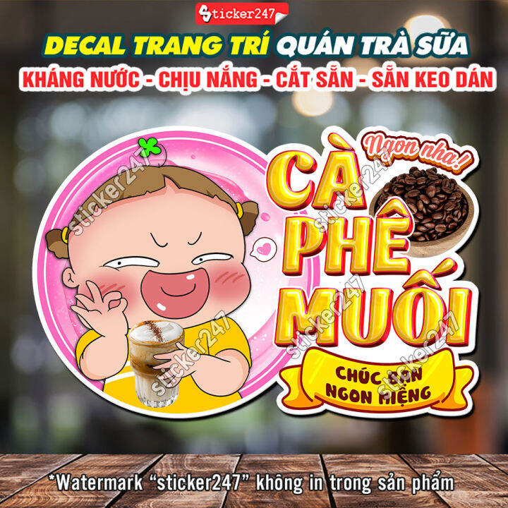 Decal Cà Phê Muối trang trí quán – Sticker Cà Phê Muối , Decal dán ...