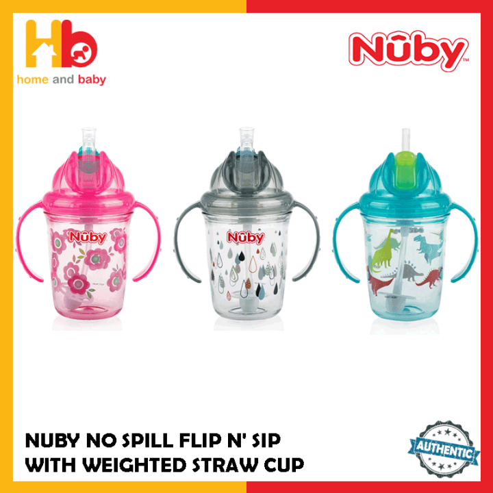 NUBY NO SPILL FLIP N' SIP WITH WEIGHTED STRAW CUP | Lazada Singapore