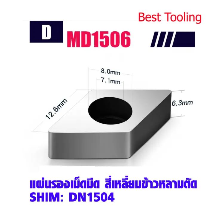 แผ่นรองเม็ดมีดสี่เหลี่ยมข้าวหลามตัดรุ่น MD1506 สำหรับเม็ดมีดคาร์ไบด์ ...
