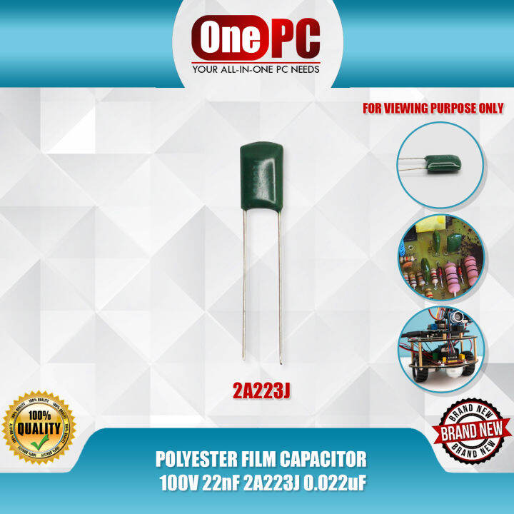 POLYESTER FILM CAPACITOR 100V 22nF 2A223J 0.022uF | Lazada PH