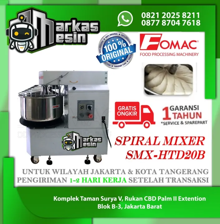 Mesin Pengaduk Adonan Roti / Spiral Mixer FOMAC SMX-HTD20B | Lazada ...