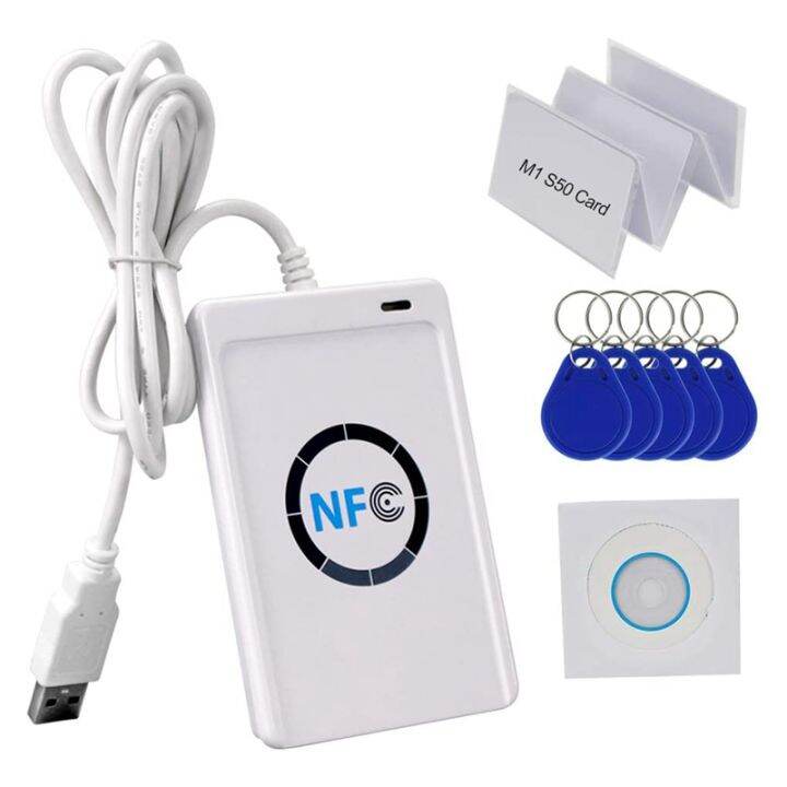 ACR122U 13.56MHz RFID Copier Contactless Smart Card Reader Writer NFC Programmer W/USB Cable ...