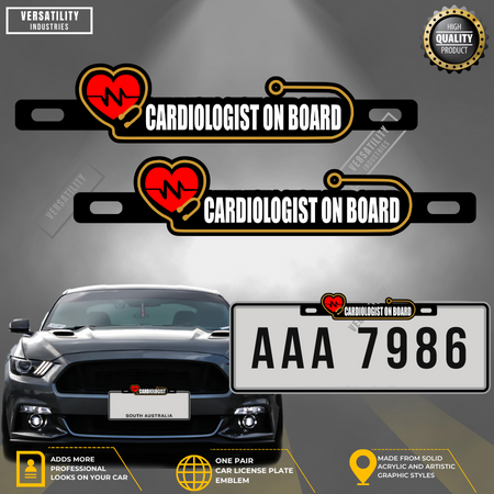Cardiologist On Board Car License Plate Emblem Accessories 1 pair ...