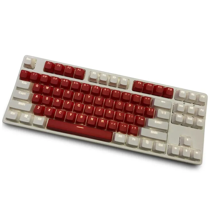 White and red Keycaps, 87 key PBT Keys Keycaps Mechanical Keyboard ...