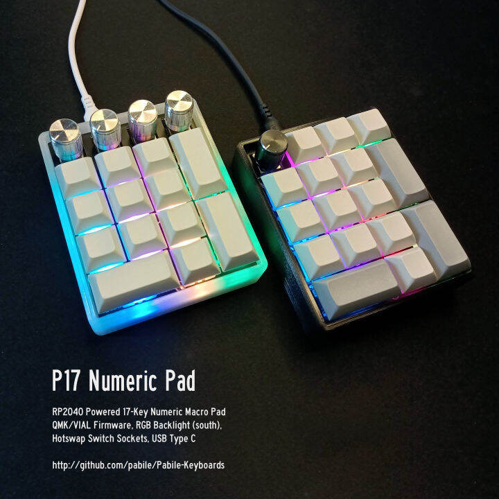 Pabile 17-Key P17 Programmable Mechanical Keyboard Wired Macro Numeric Pad RGB Rotary QMK/Vial ...