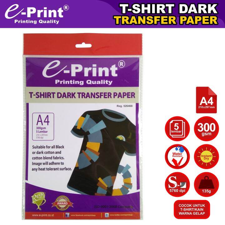 [PACK] Kertas Transfer Paper Dark A4/Kertas Sablon Kaos Warna Gelap ...