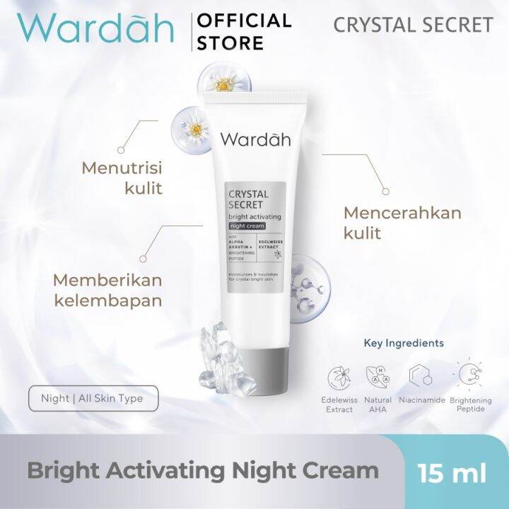 Wardah Crystal Secret Bright Activating NIGHT CREAM 15ml | Lazada Indonesia